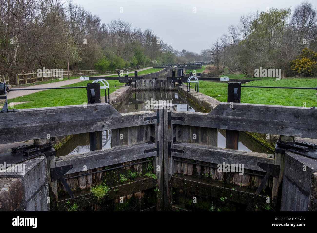 Wigan flight of 14 locks Stock Photo - Alamy