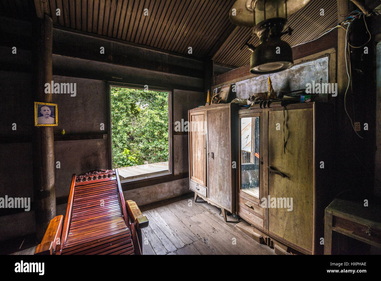 Interior of the traditional Khmer house in the Battambang Stock Photo ...