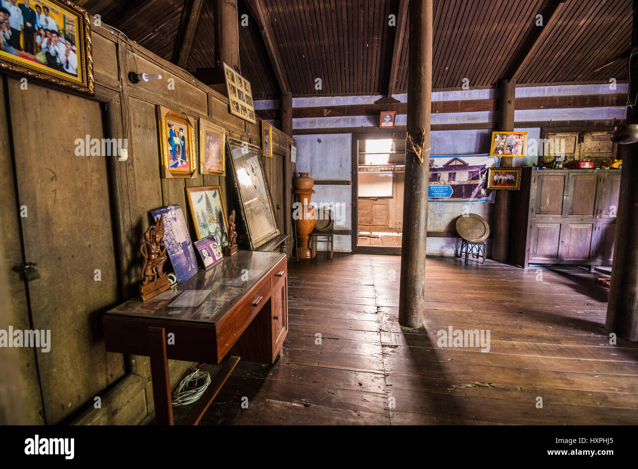 Interior of the traditional Khmer house in the Battambang Stock Photo ...
