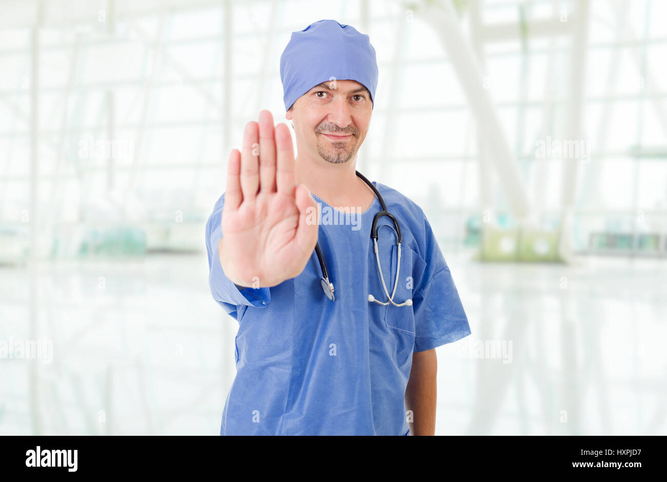 male doctor going stop with his hand, at the hospital Stock Photo - Alamy