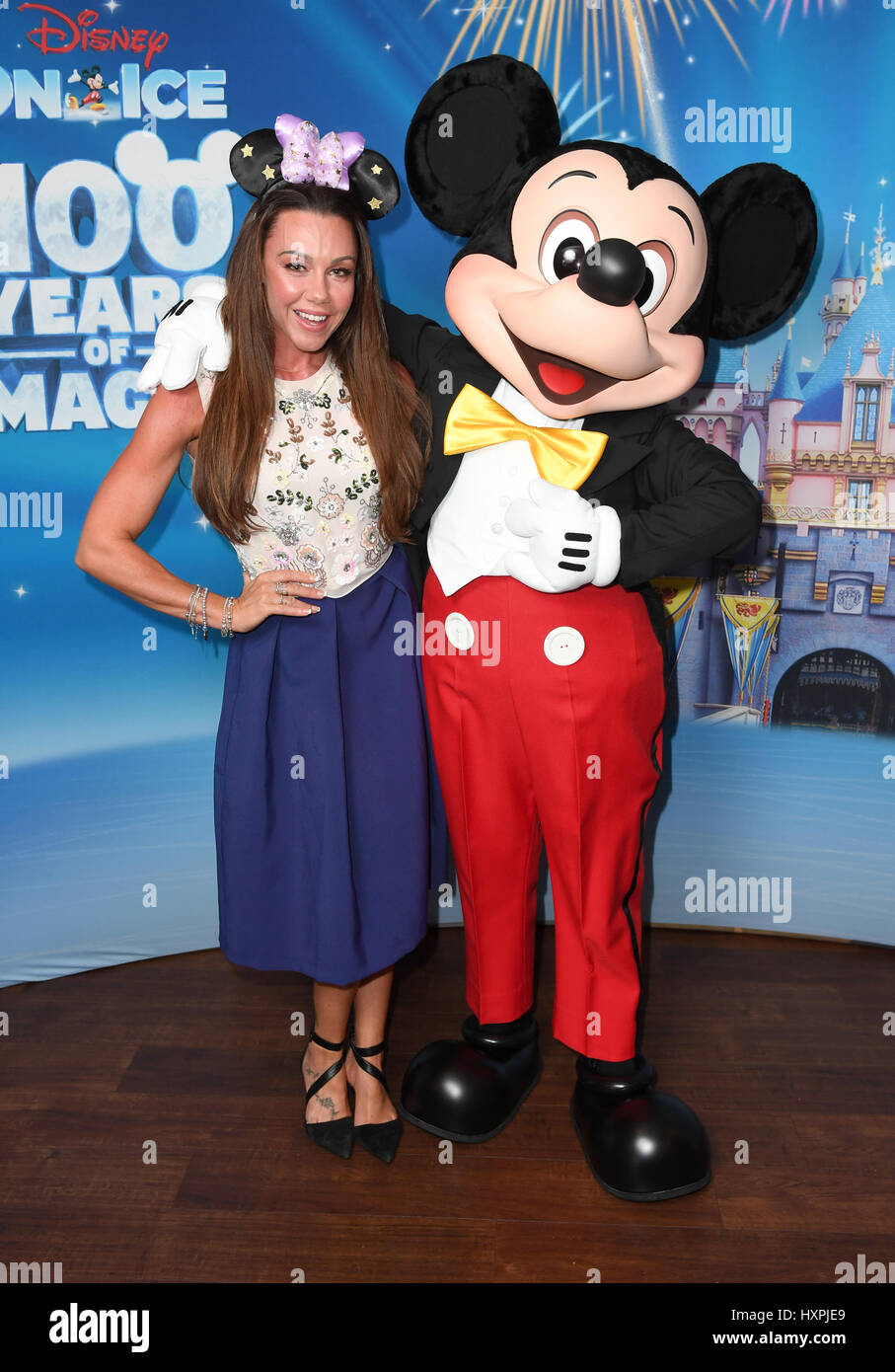 EDITORIAL USE ONLY Michelle Heaton meets Mickey Mouse at The SSE Arena ...