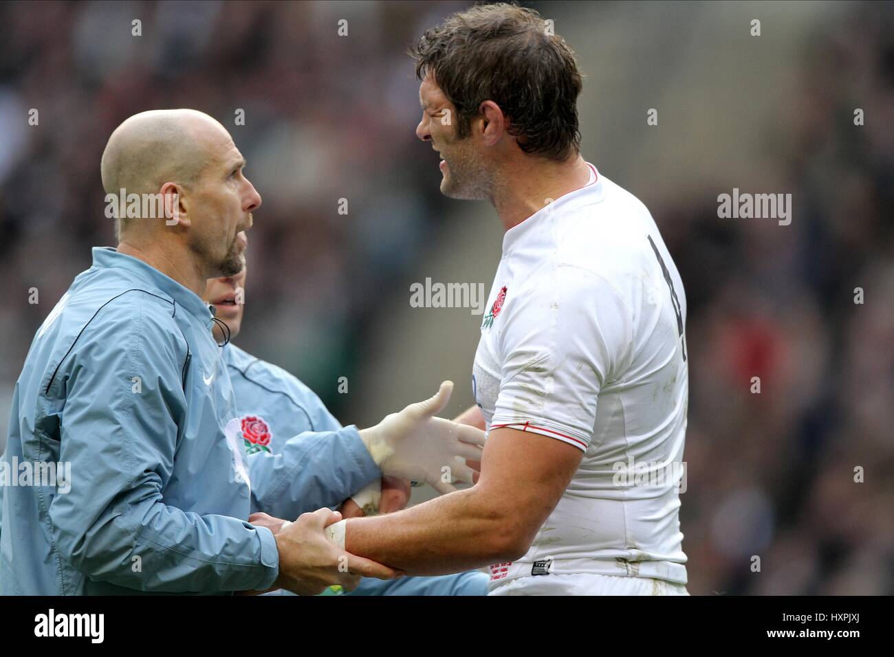 SIMON SHAW INJURY ENGLAND V IRELAND TWICKENHAM MIDDLESEX ENGLAND 27 ...