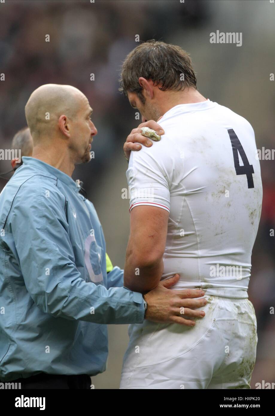 SIMON SHAW SHOULDER INJURY ENGLAND V IRELAND TWICKENHAM MIDDLESEX ...