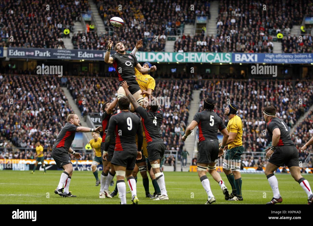 TOM CROFT CLAIMS THE BALL ENGLAND V AUSTRALIA RU TWICKENHAM MIDDLESEX ...