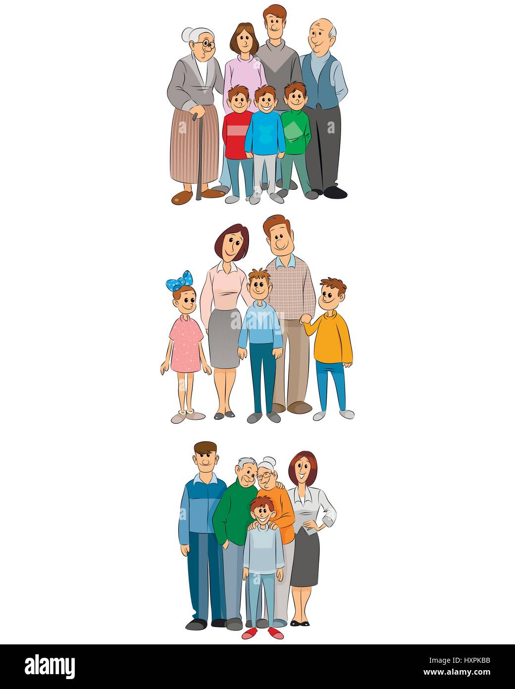 Vector illustration of three family set Stock Vector Image & Art - Alamy