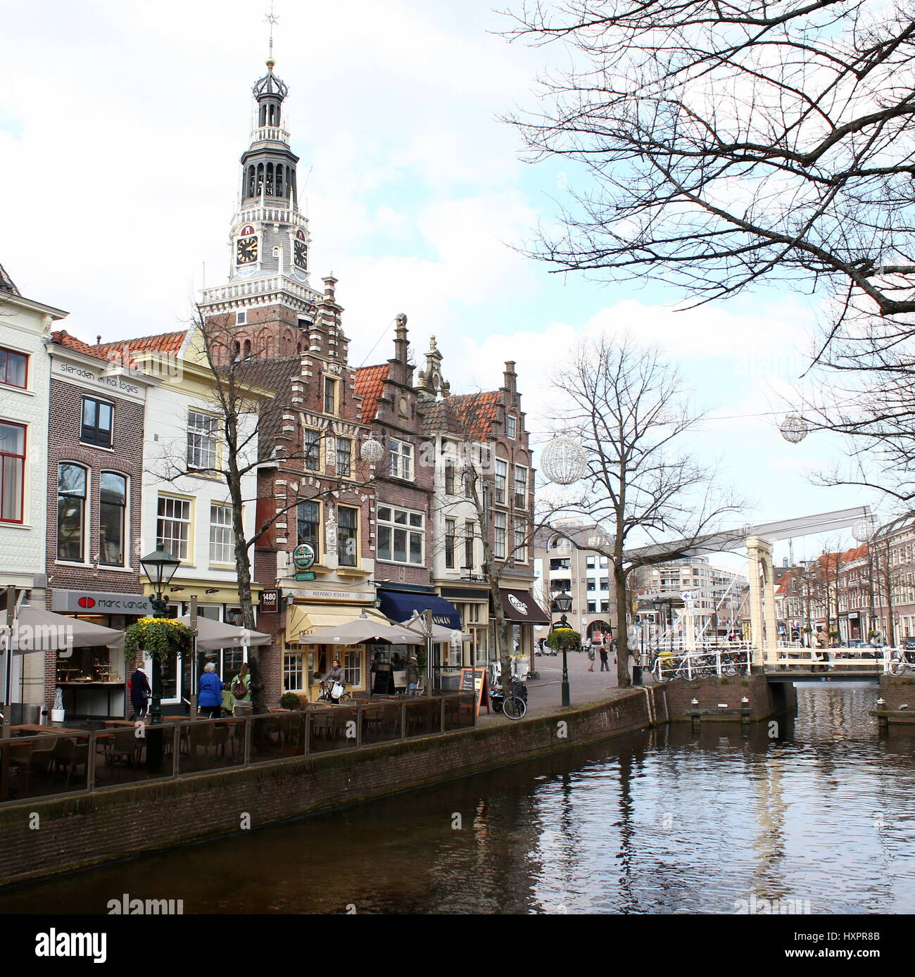 Historic 17th century gabled houses at Mient canal, central Alkmaar ... Historic 17th century gabled houses at Mient canal, central Alkmaar ...