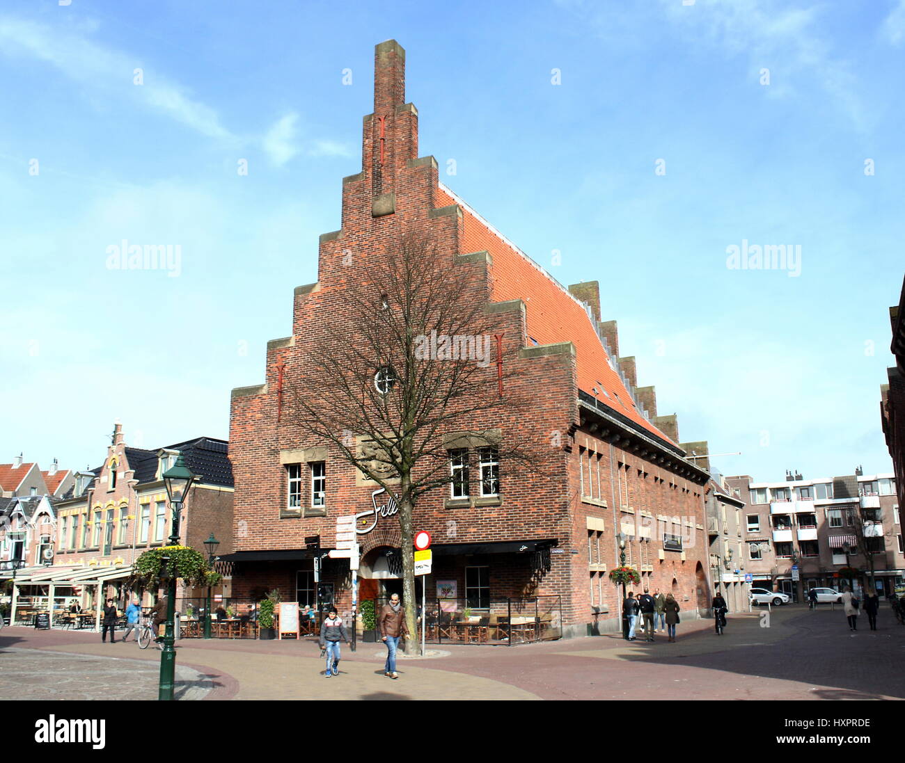 Kerkplein square, Alkmaar, Netherlands. Former Police Station in Dutch ...