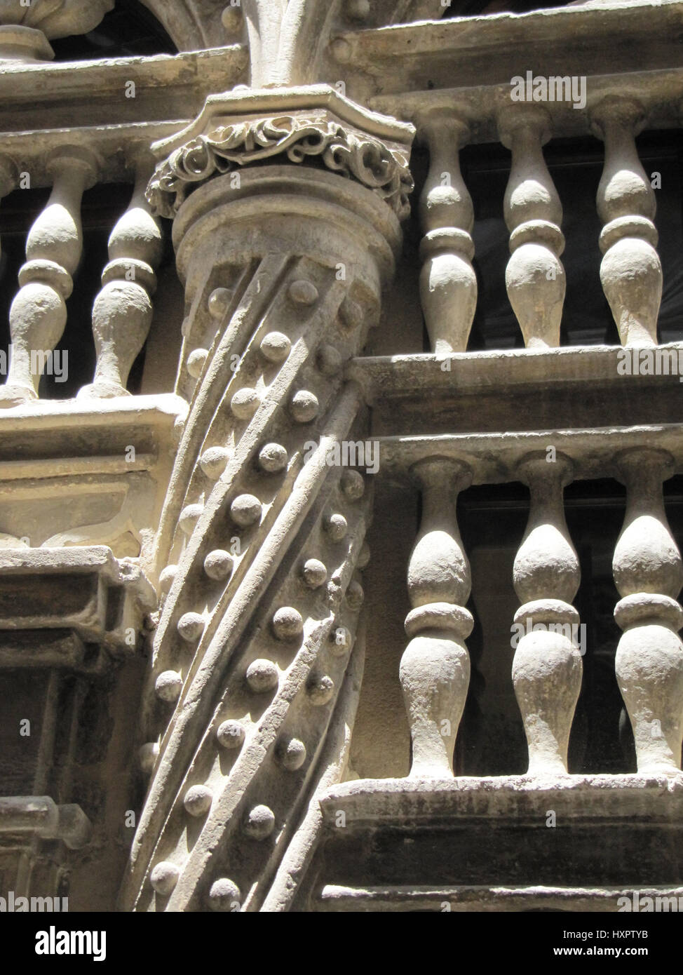 stone work. Architectural ornate stone work, balustrade. Full frame ...