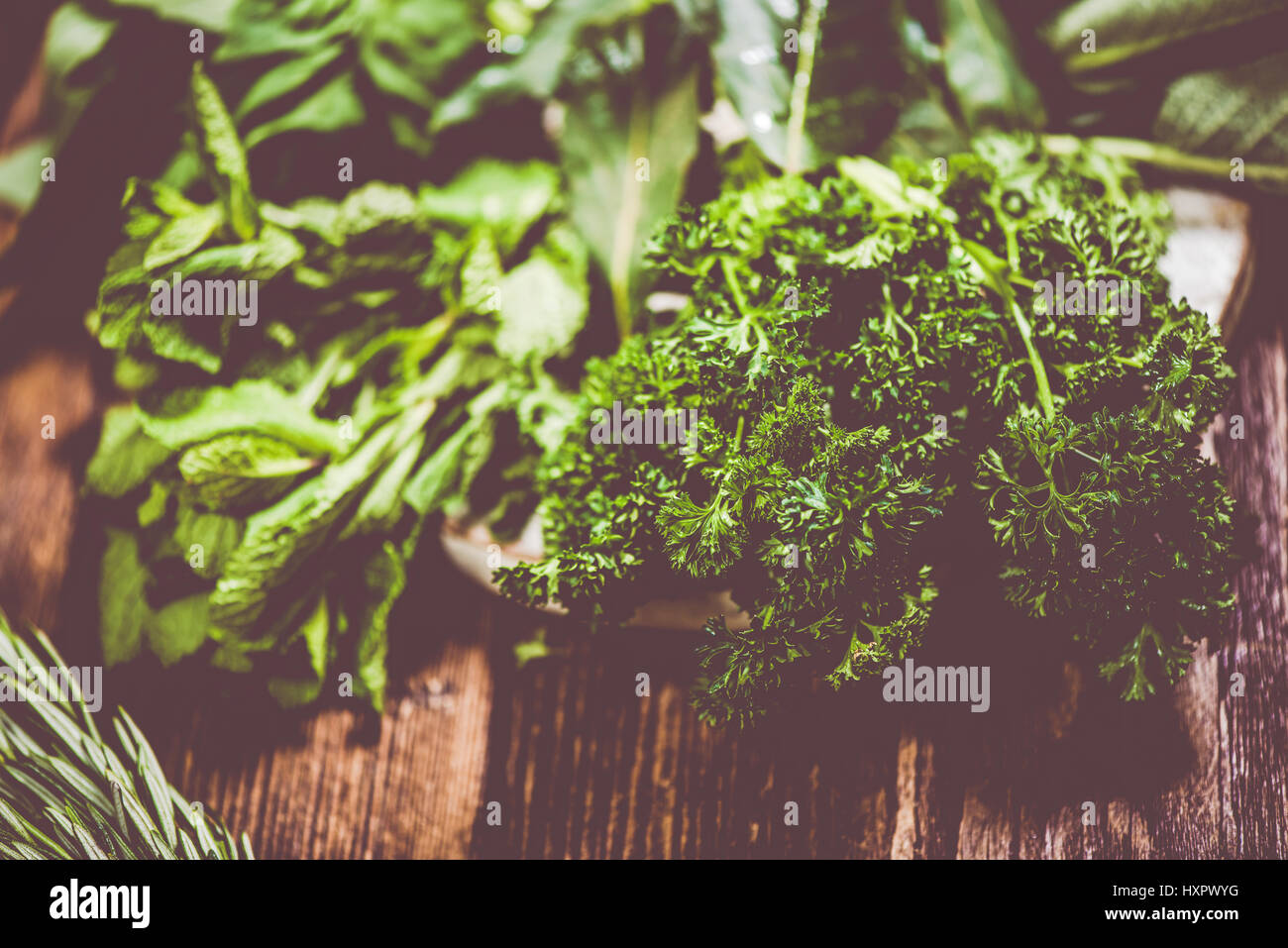 clean eating and cooking, fresh herbs Stock Photo - Alamy