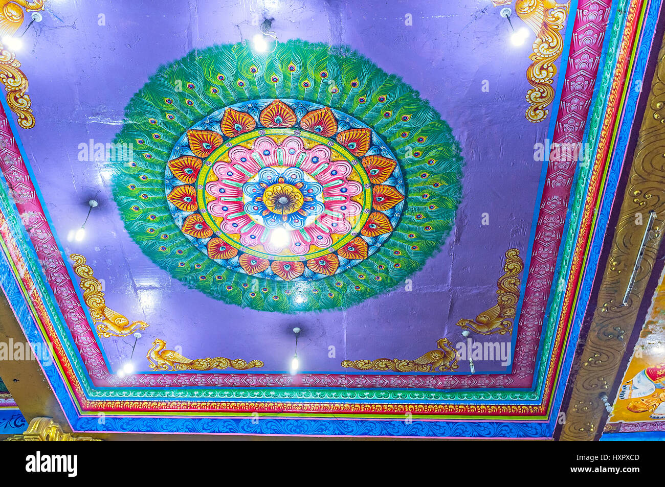 MATALE, SRI LANKA - NOVEMBER 27, 2016: The colorful ceiling of ...