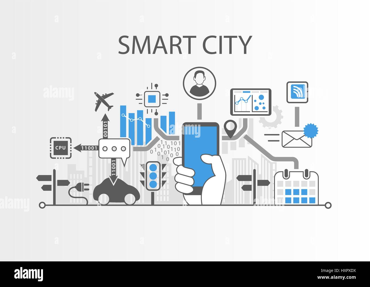 Smart city vector background Stock Vector Image & Art - Alamy