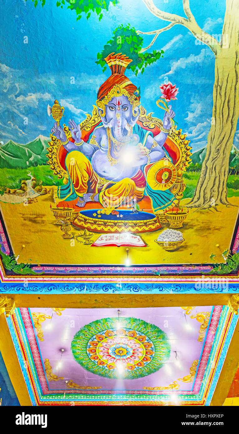 MATALE, SRI LANKA - NOVEMBER 27, 2016: The ceiling pannel of ...