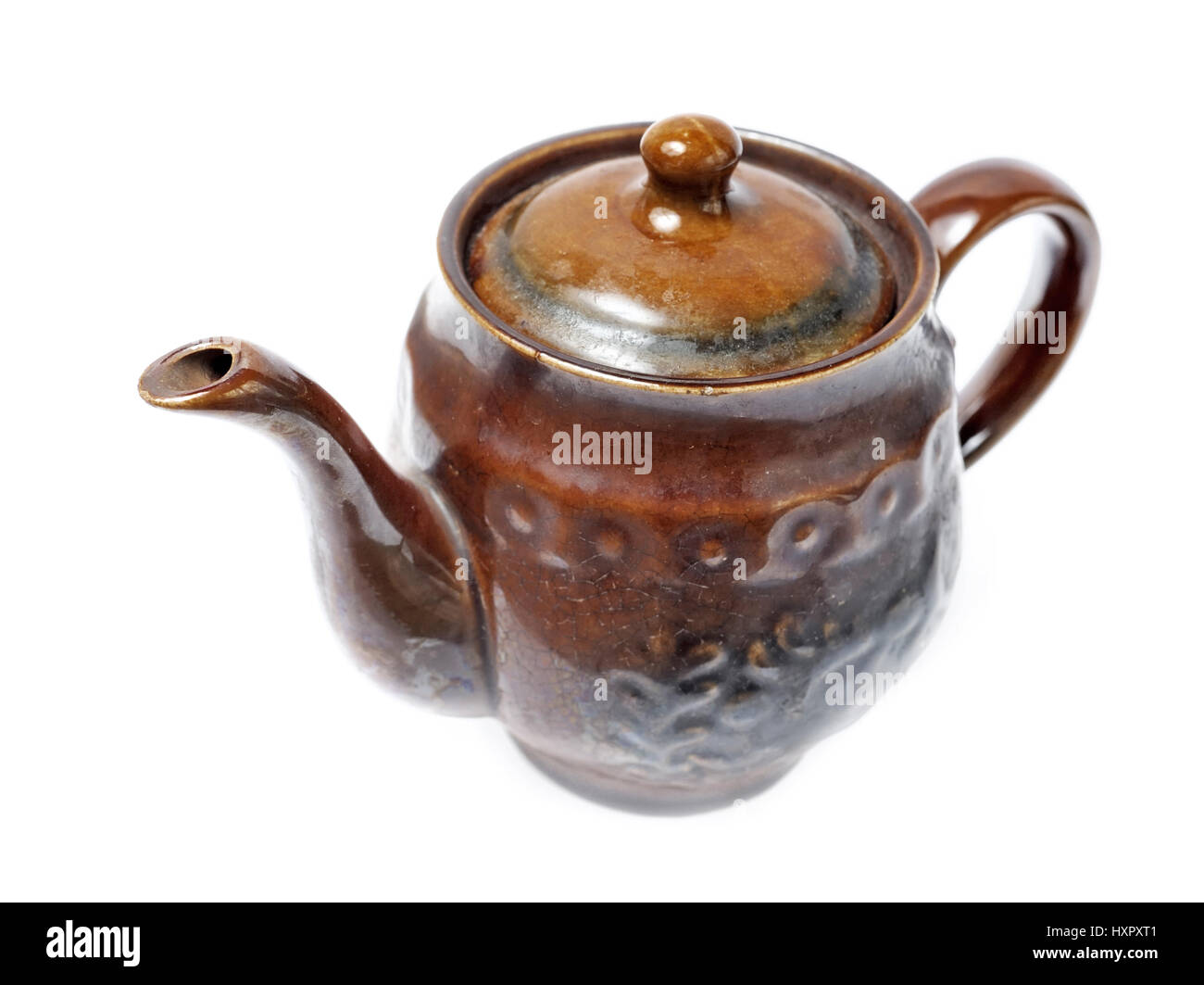 Old dirty vintage brown teapot isolated on white background Stock Photo ...