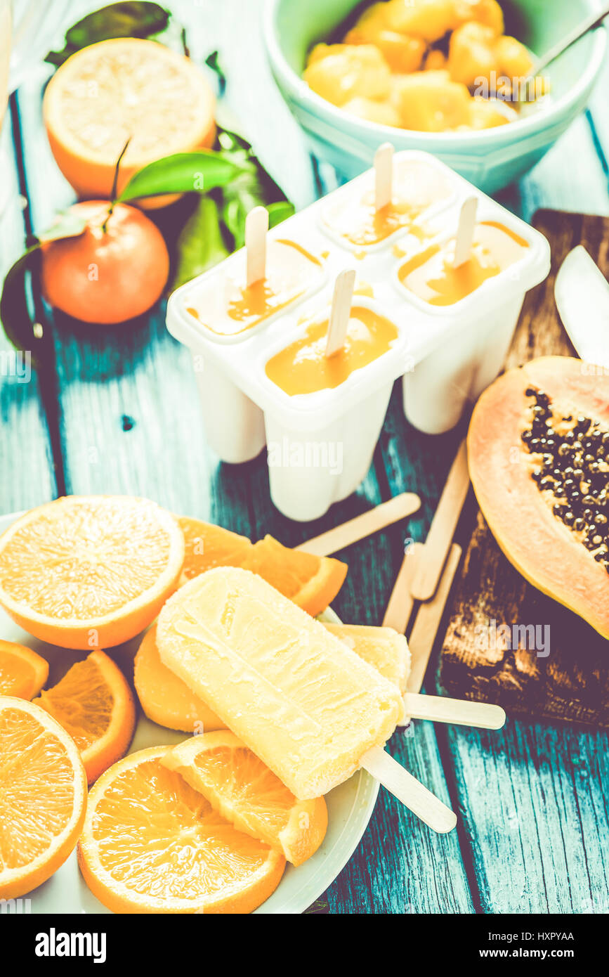 Summer food, exotic fruit frozen sorbet, popsicle made at home Stock ...