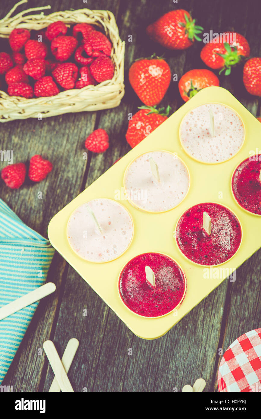 homemade summer fruit popsicle, healthy refreshing snack for kids Stock ...