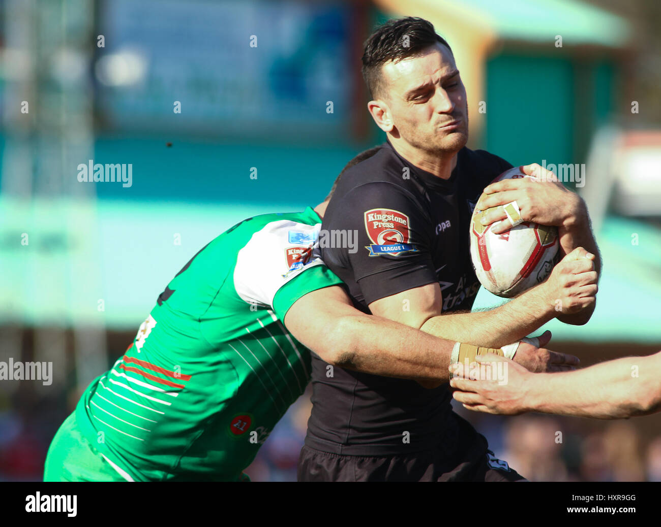 Craig Hall (Captain) of Toronto Wolfpack on the attack vs Keighley ...