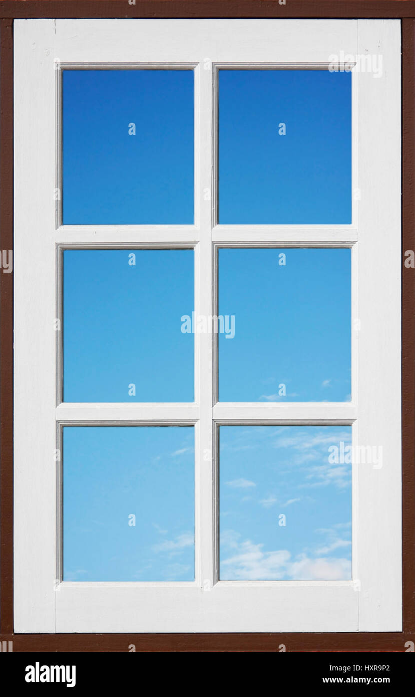 white wood window reflecting blue sky and cloud Stock Photo - Alamy
