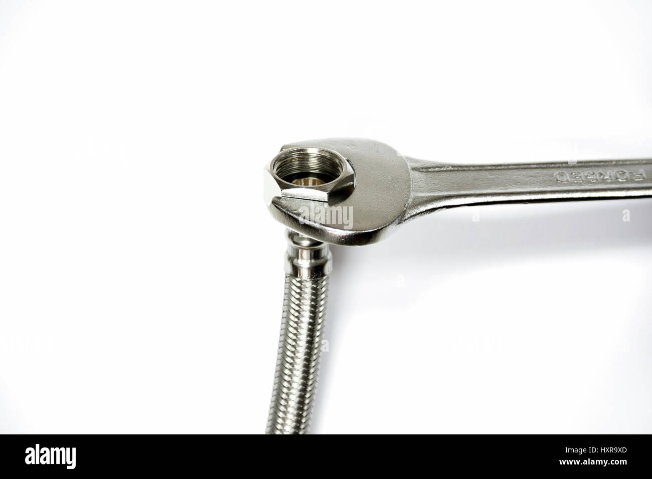 Wrong wrench hex Steel tube water heater on white background Stock ...