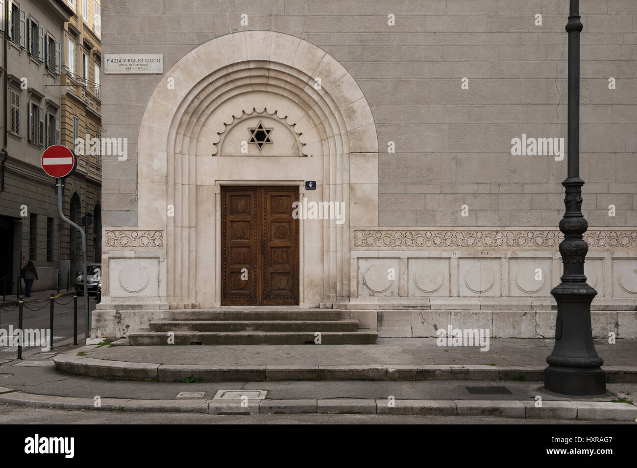 One of the entrances of the great Synagogue of Trieste, designed by the ...