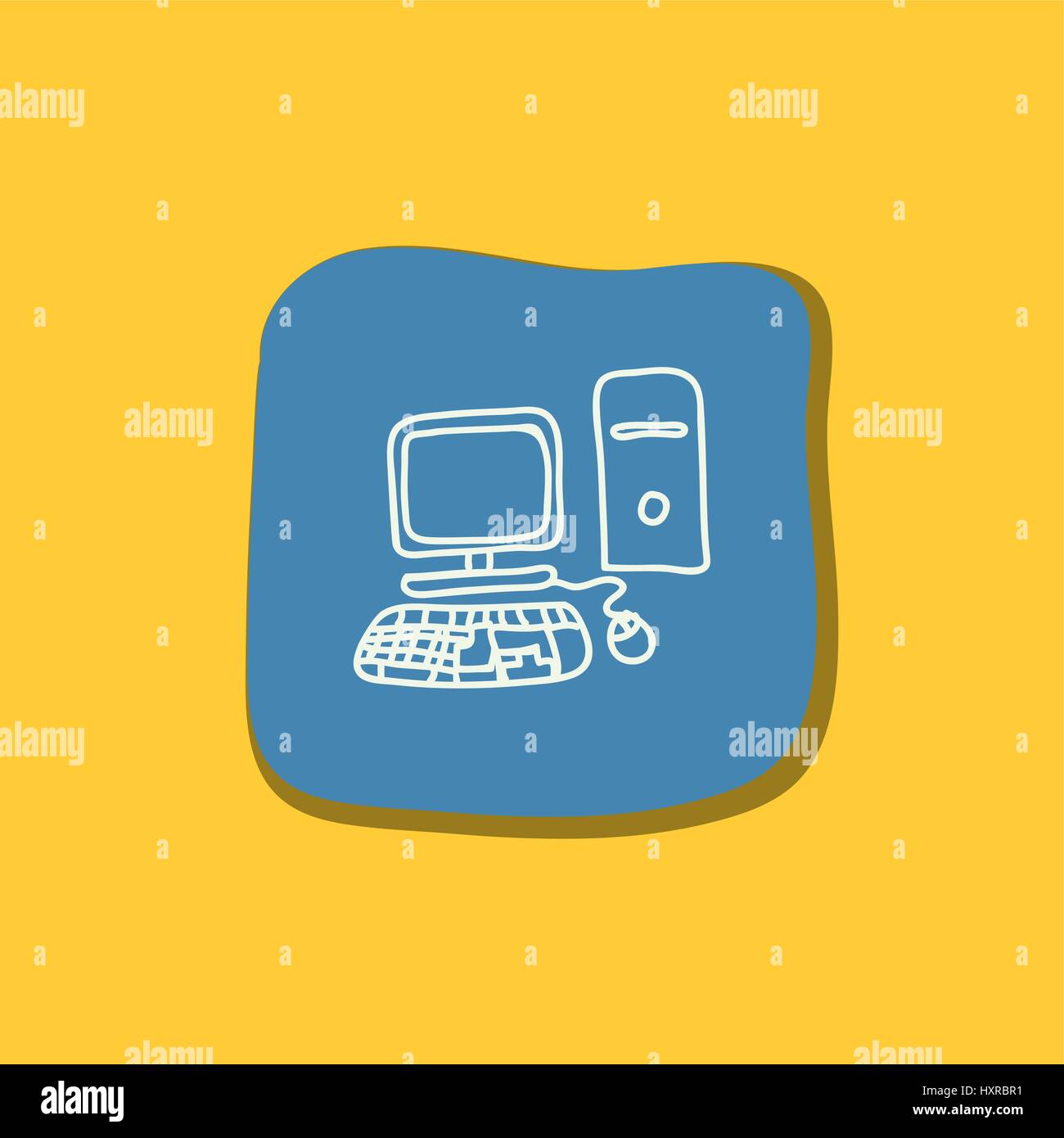 Computer technology scribble cartoons drawing vector illustration Stock ...