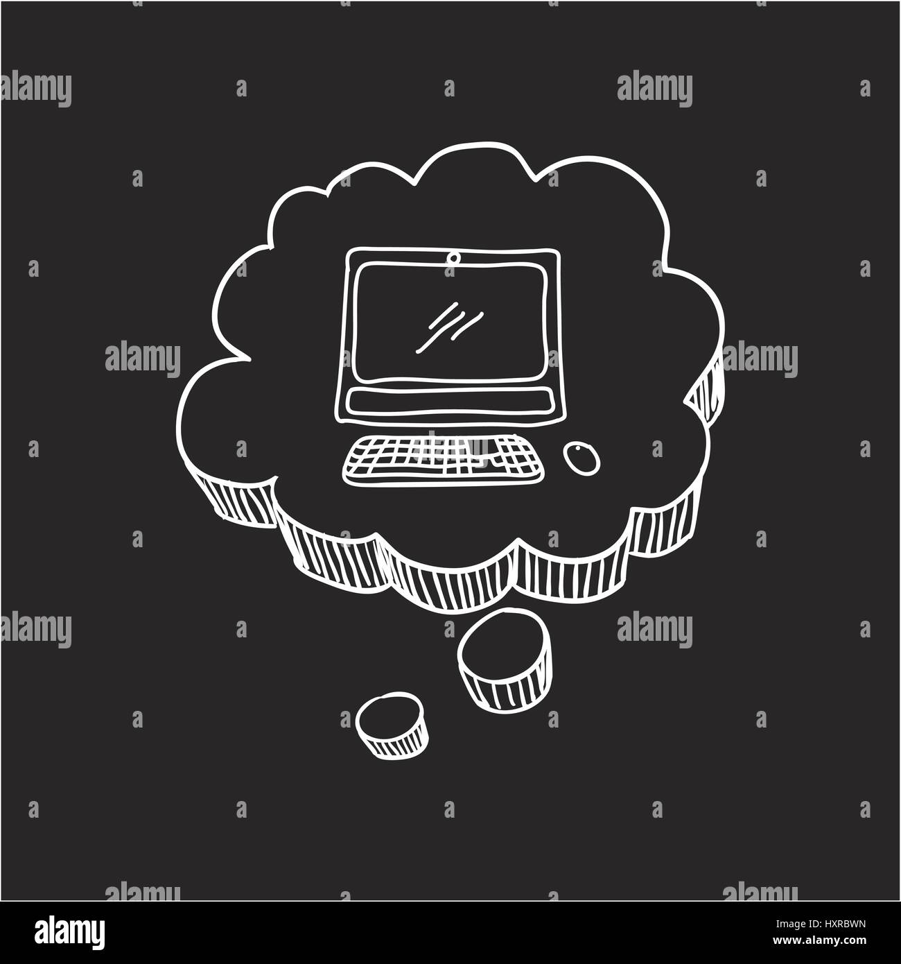 Computer technology scribble cartoons drawing vector illustration Stock ...