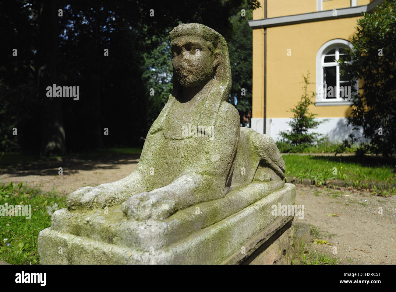 Historical sphinx figure before the Bergedorfer city hall in mountain ...