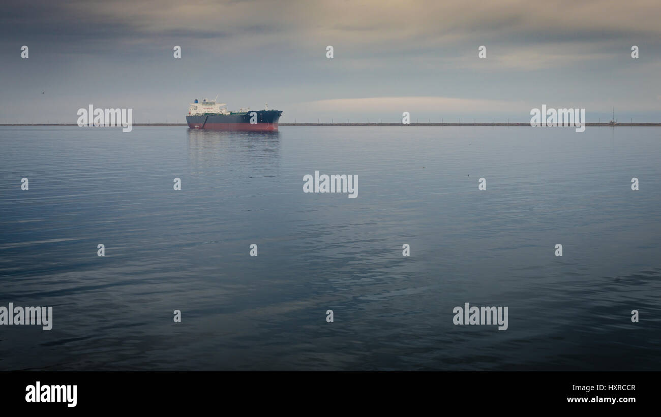 Tanker ship waiting in a bay Stock Photo - Alamy