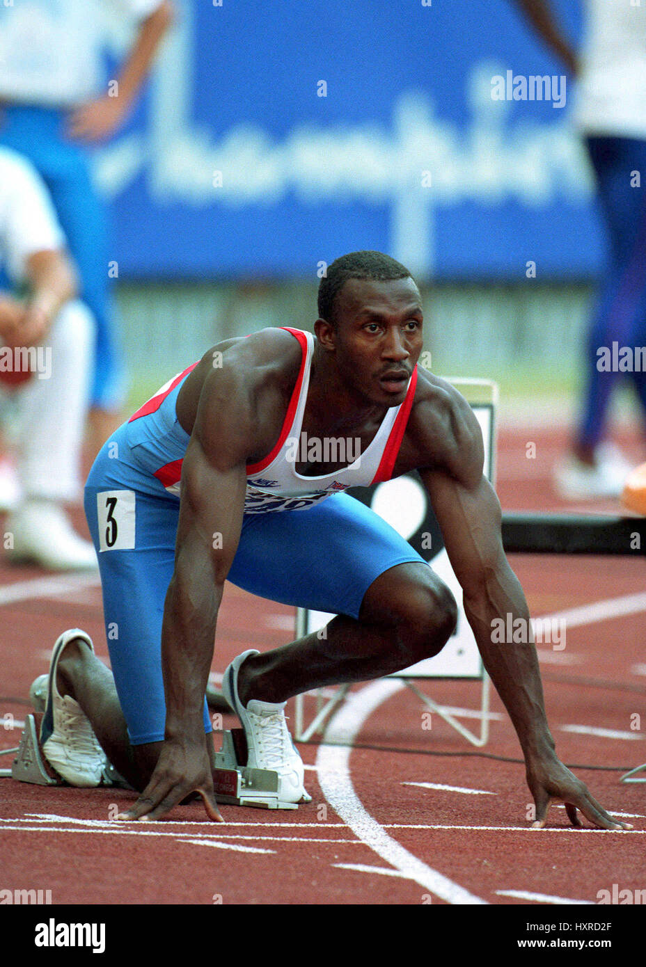 LINFORD CHRISTIE 100 METRES 02 September 1990 Stock Photo - Alamy