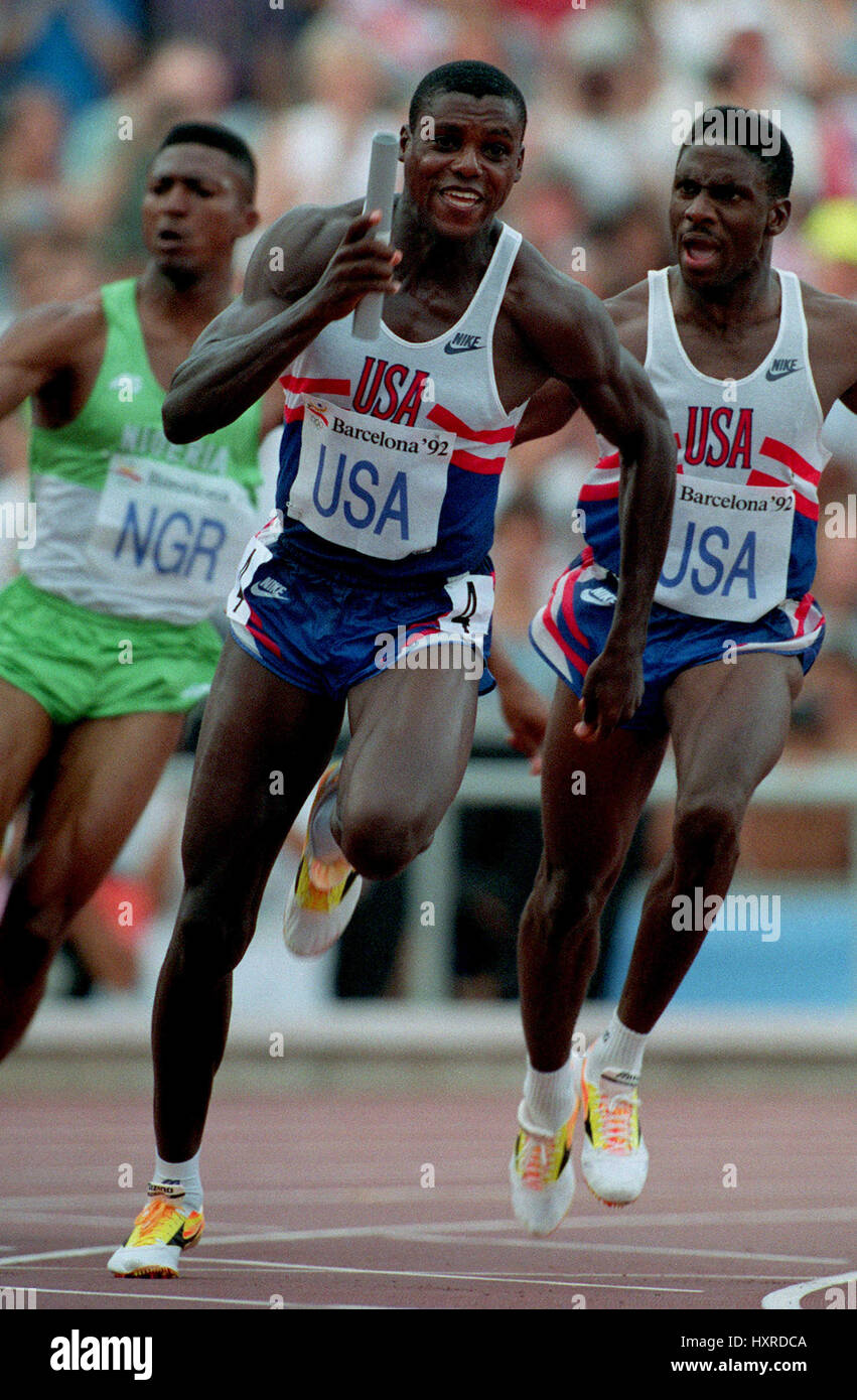 CARL LEWIS & DENNIS MITCHEL 4 X 100 METRES RELAY 08 August 1992 Stock ...