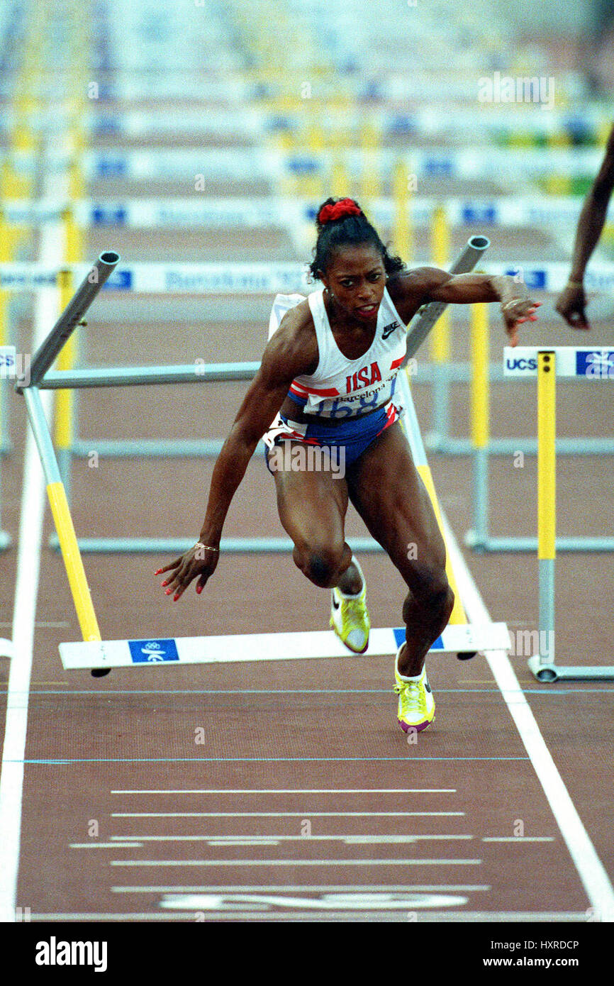 GAIL DEVERS 0LYMPIC 100 M HURDLES FINAL 14 August 1992 Stock Photo - Alamy