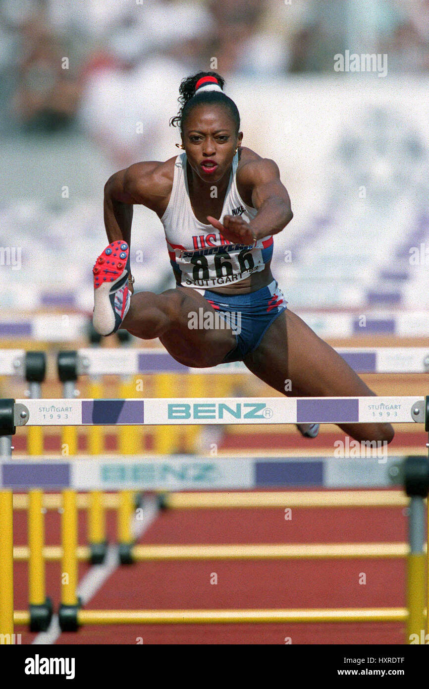 GAIL DEVERS 100 METRE HURDLES 26 August 1993 Stock Photo - Alamy