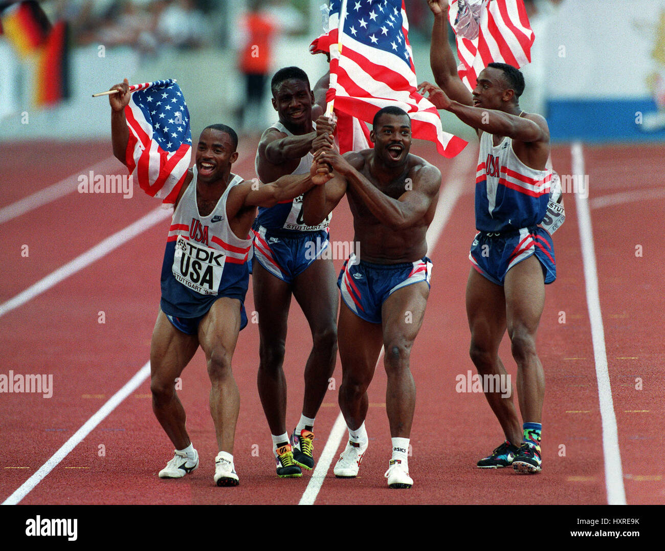 CASON MITCHELL BURRELL AND DRUMMOND WIN 100M RELAY W C 19 August 1993 ...