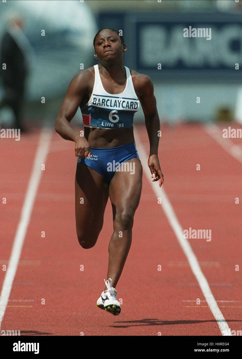STEPHANIE DOUGLAS 100 METRES 27 June 1995 Stock Photo - Alamy