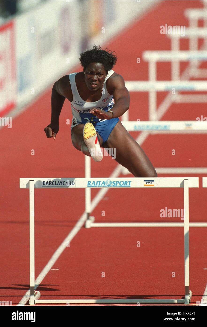 CLOVA COURT 100 METRE HURDLES 01 September 1995 Stock Photo - Alamy