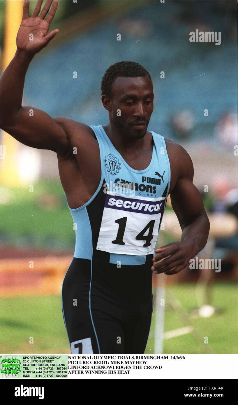 LINFORD CHRISTIE 100 METRES 18 June 1996 Stock Photo - Alamy