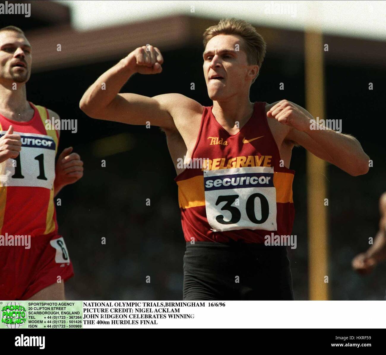 JON RIDGEON 400 METERS HURDLES 18 June 1996 Stock Photo - Alamy