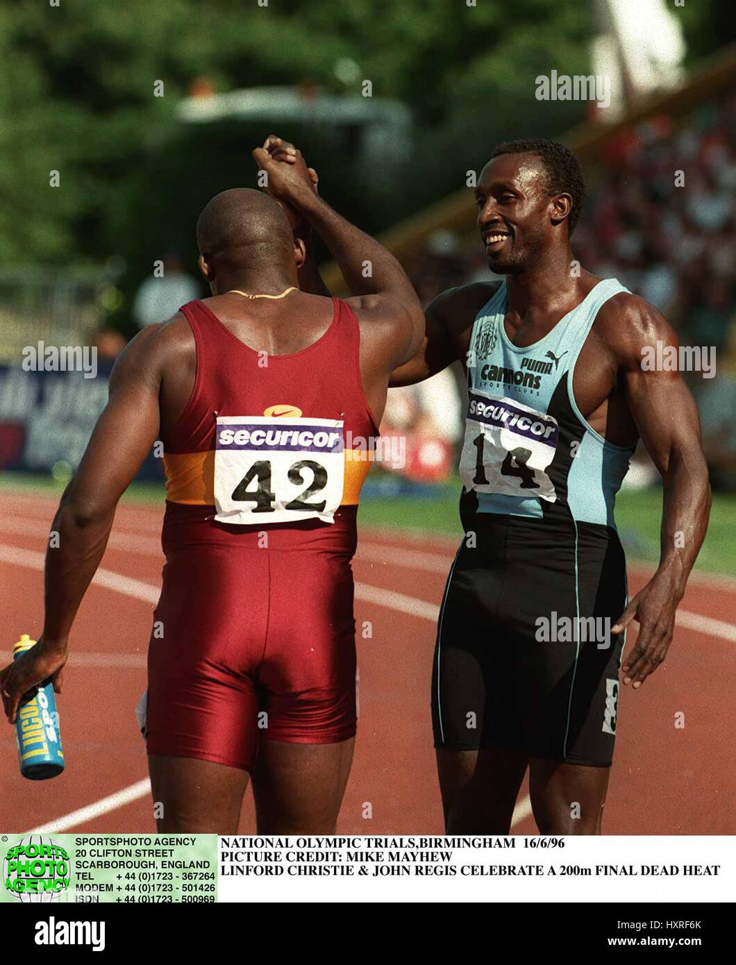 LINFORD CHRISTIE & JOHN REGIS 200 METERS 19 June 1996 Stock Photo - Alamy