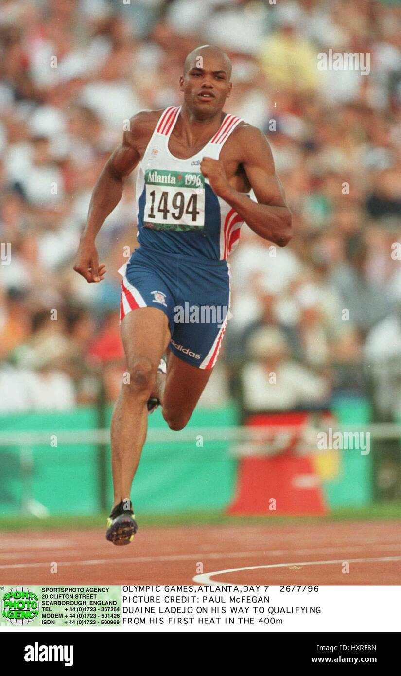 DUAINE LADEJO 400 METRES ATLANTA 1996 01 August 1996 Stock Photo - Alamy
