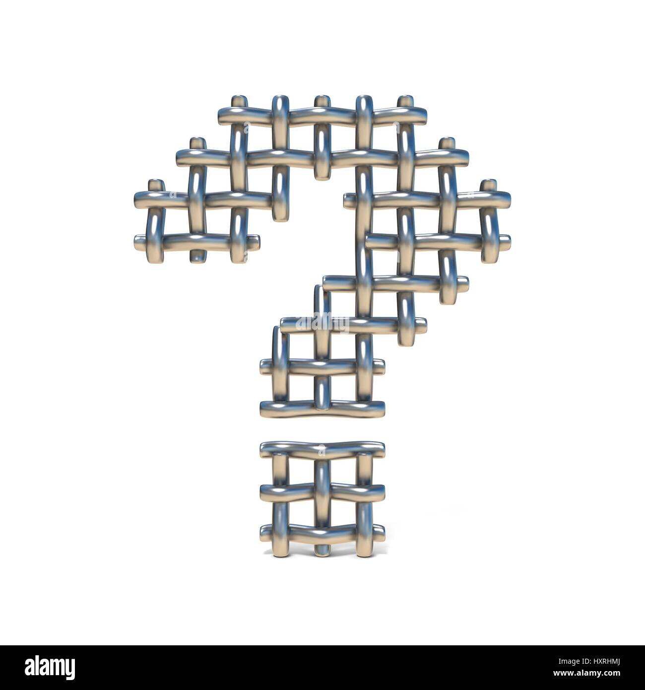 Metal wire mesh font QUESTION MARK 3D render illustration isolated on ...