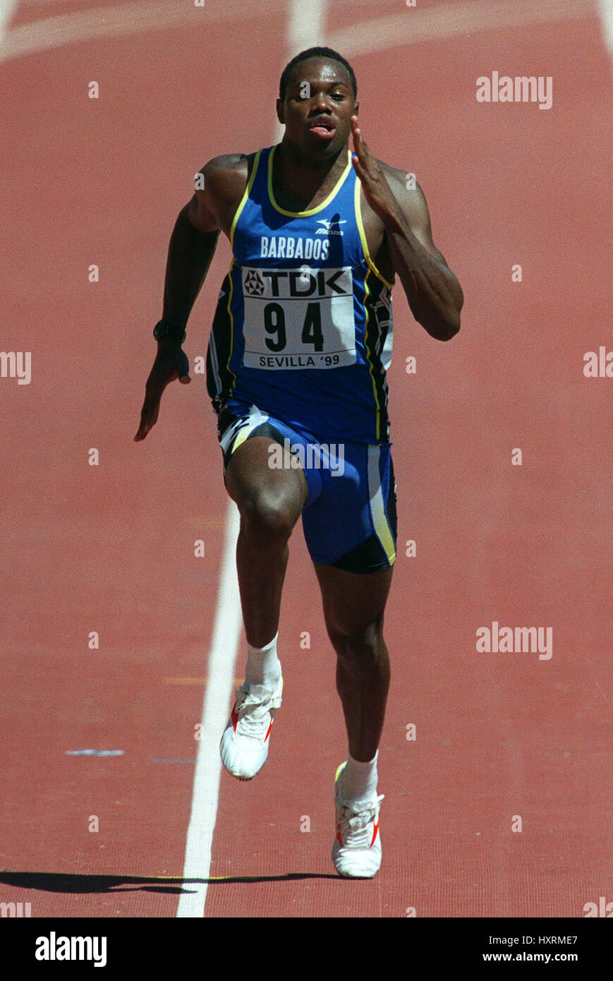 OBADELE THOMPSON 100 METERS SEVILLE 99 04 December 1999 Stock Photo - Alamy