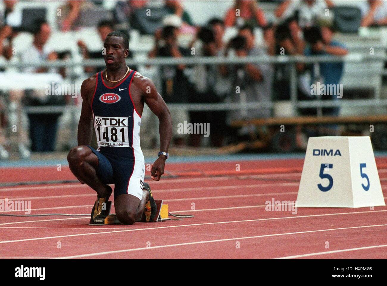 MICHAEL JOHNSON 400 METRES 26 August 1999 Stock Photo - Alamy