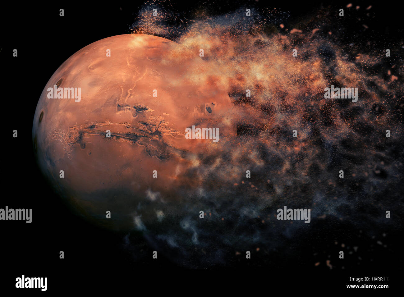 Planet Explosion - Mars. Science fiction art. Solar system. Elements of ...