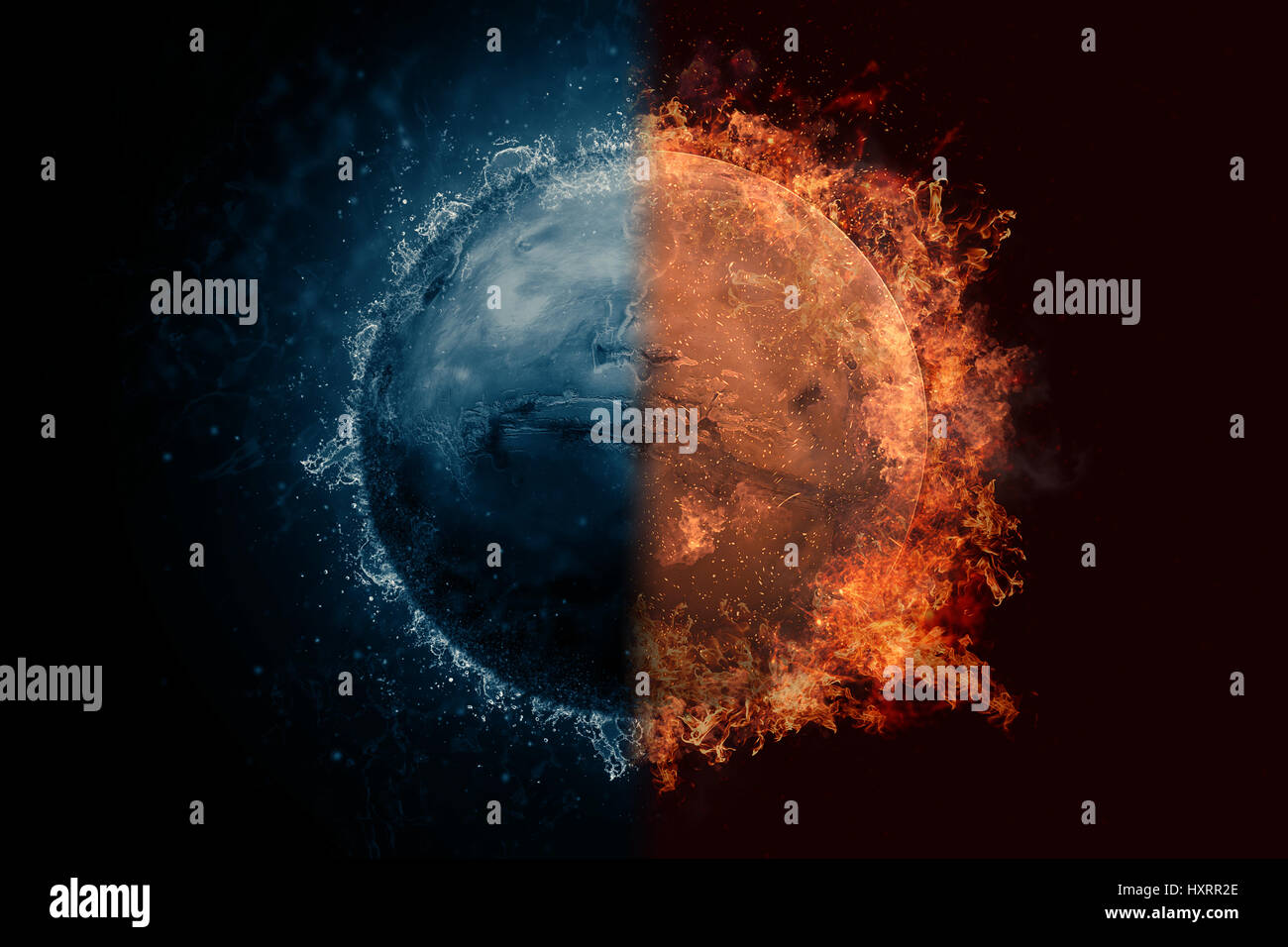 Planet Mars in water and fire. Concept sci-fi artwork Stock Photo - Alamy
