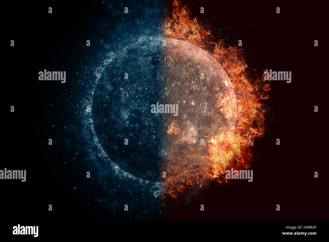 Planet Mercury in water and fire. Concept sci-fi artwork Stock Photo ...