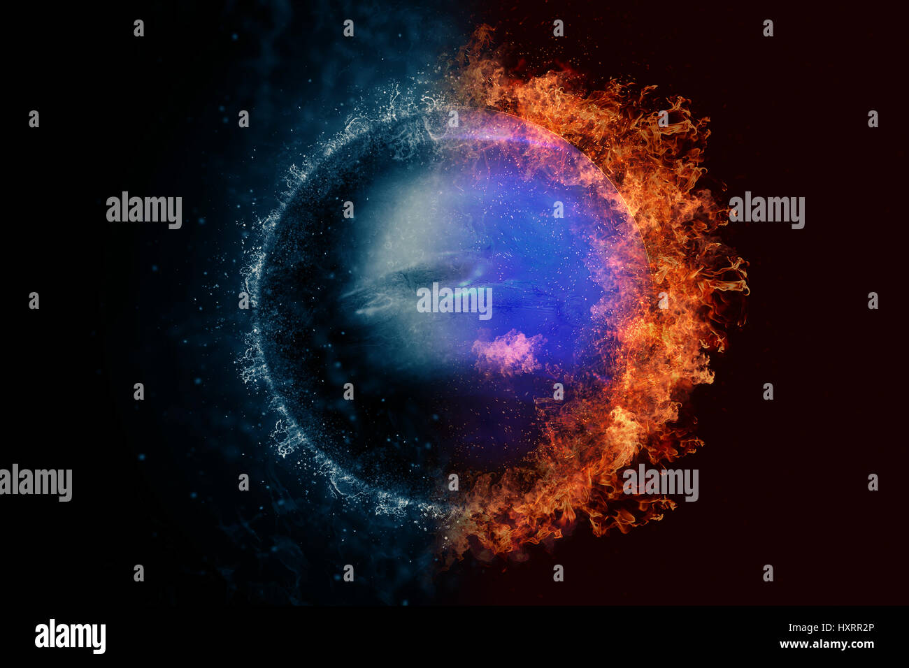 Planet Neptune in water and fire. Concept sci-fi artwork Stock Photo ...