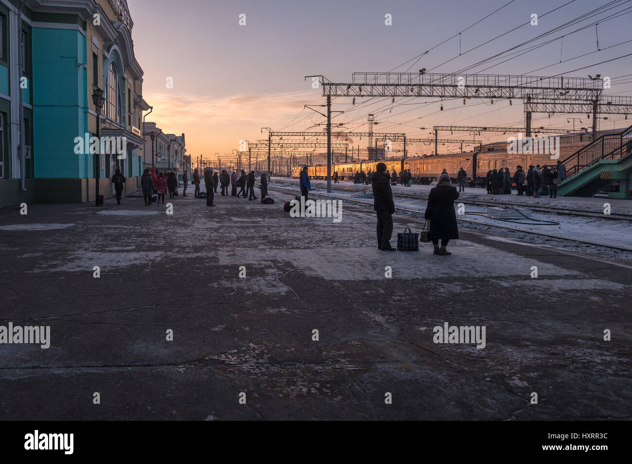 Ulan Ude train station at dawn and the Trans-Siberian Express Stock ...