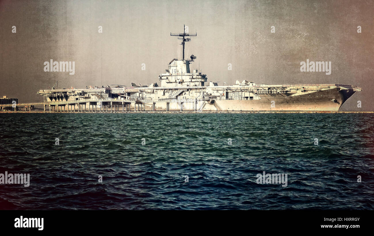 World War II aircraft carrier on water Stock Photo - Alamy