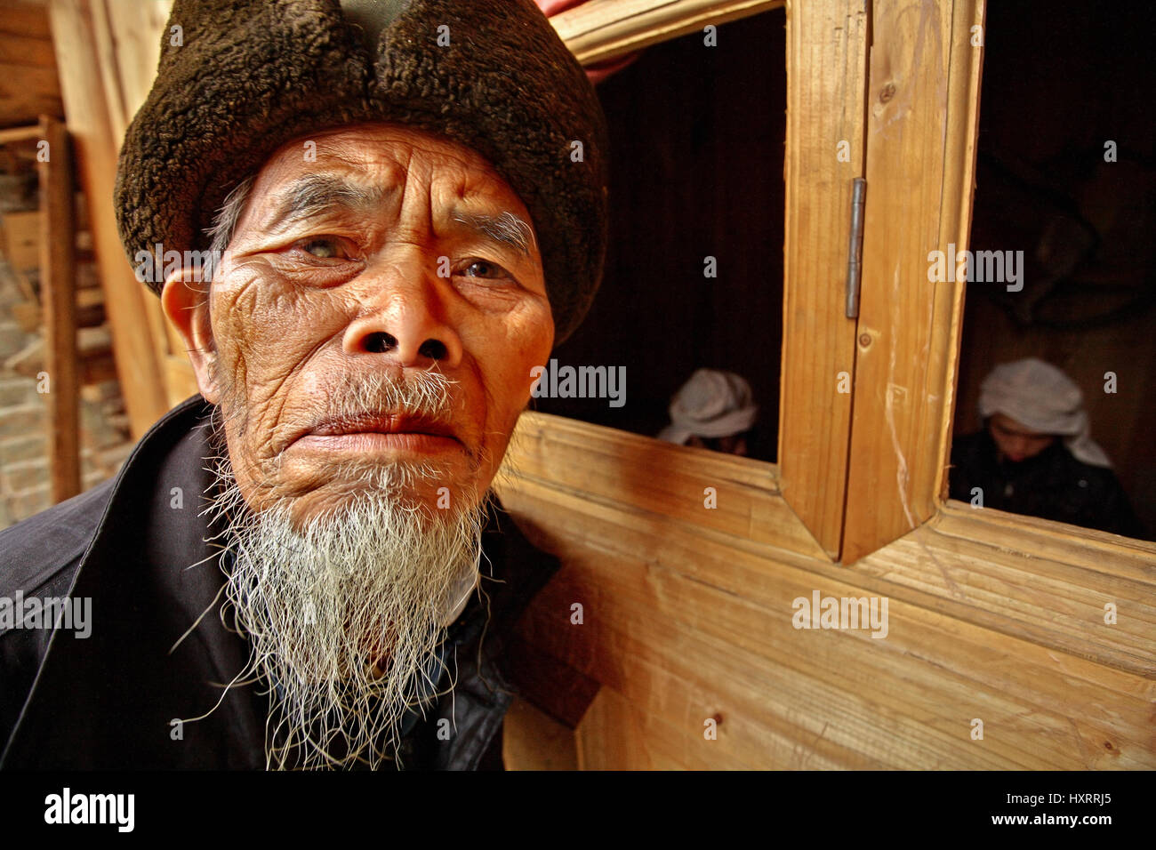 Zengchong village, Guizhou, China - April 12, 2010: The elderly ...