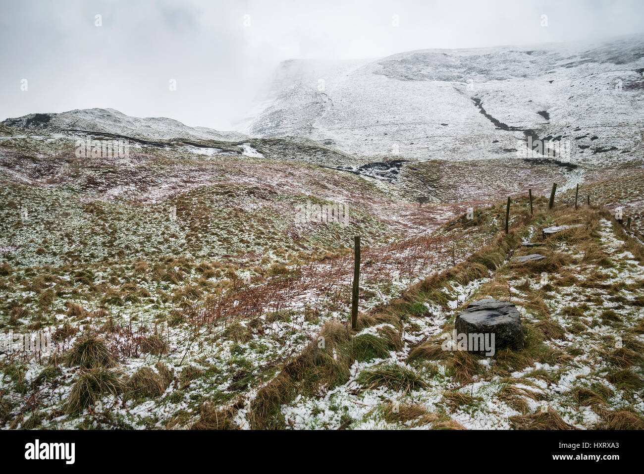 Stunning Winter landscape image around Mam Tor countryside in Peak ...