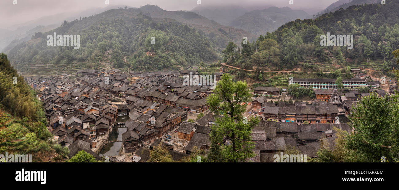 Zhaoxing Dong Village, Guizhou, China - April 7, 2010: Zhao Xing Dong ...